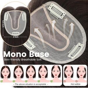 Hair | Hair Topper Real Human Hair 12 Inch Upgrade Mono Base 46x4 Inch ...